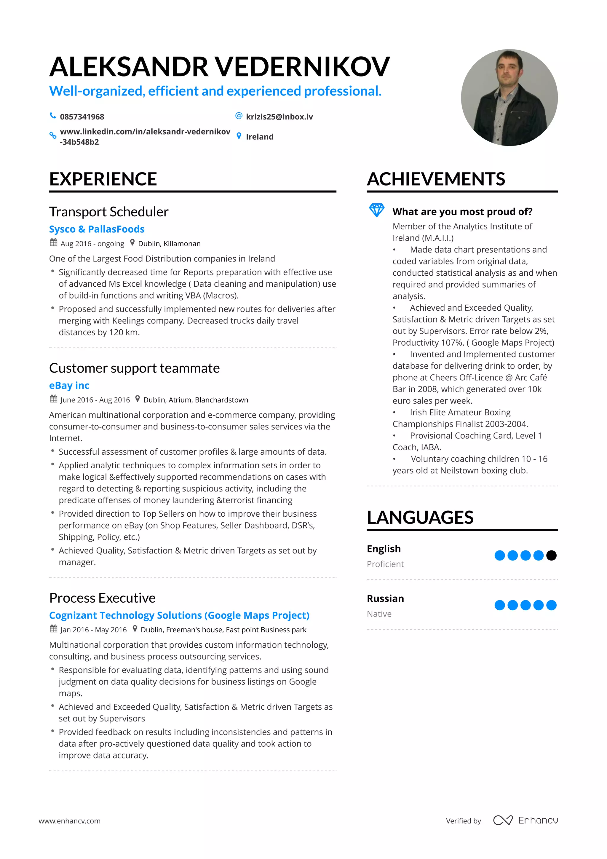 Aleksandr Vedernikov Resumee | PDF