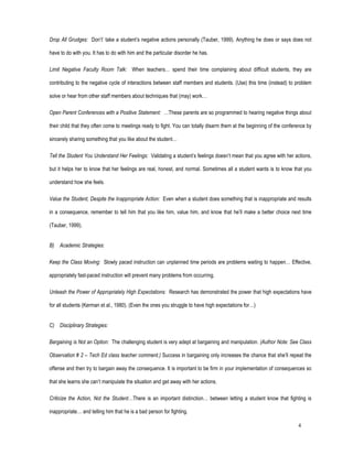 Research Report - Classroom Management - Working with Challenging ...