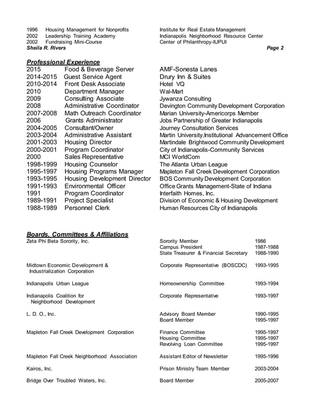 2015 Sheila R. Rivers Resume | PDF
