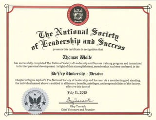 NSLS Certificate | PDF