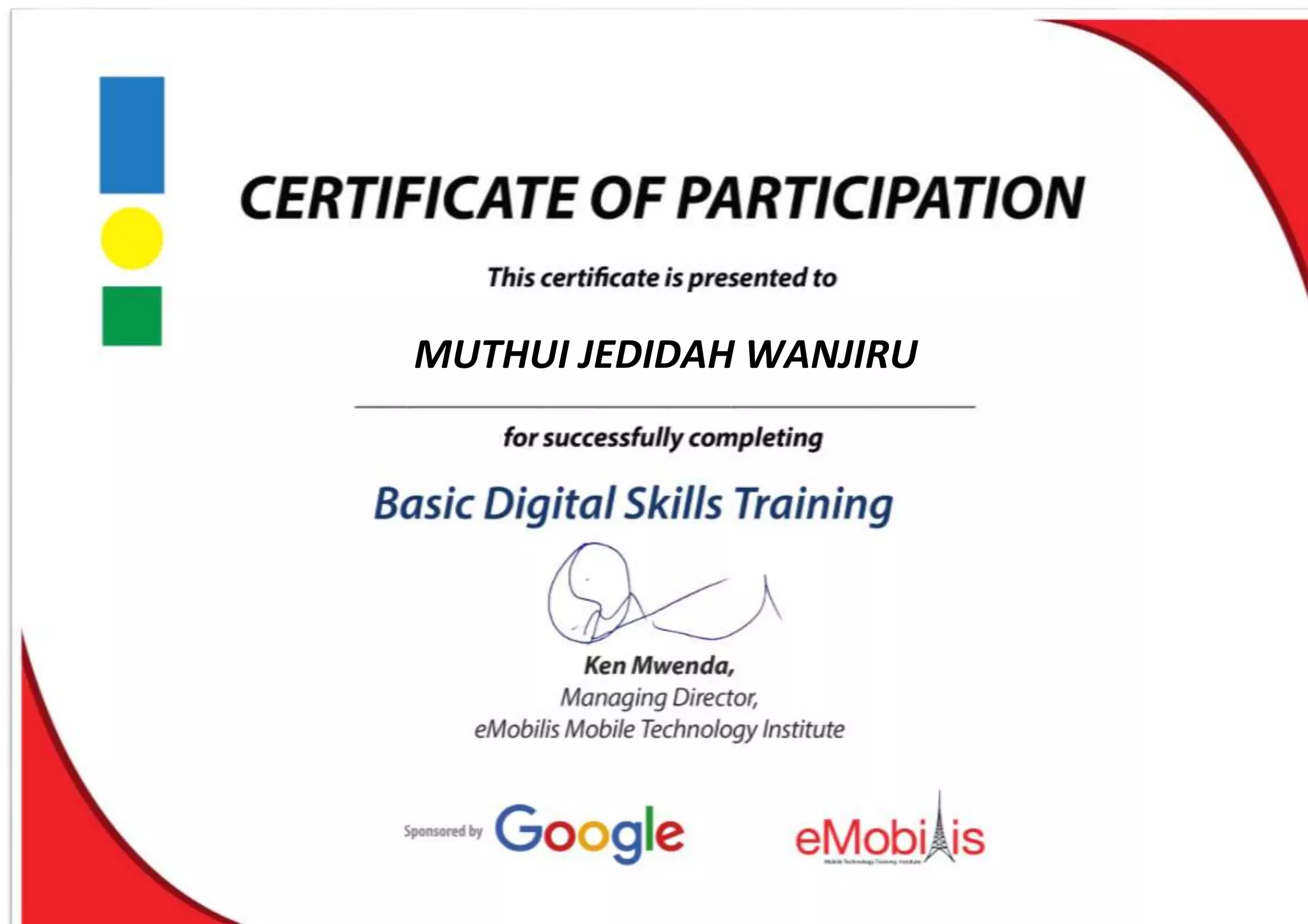 Google Training Certificate of Participation | PPT