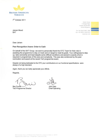 BAT Apprecations Letter | PDF