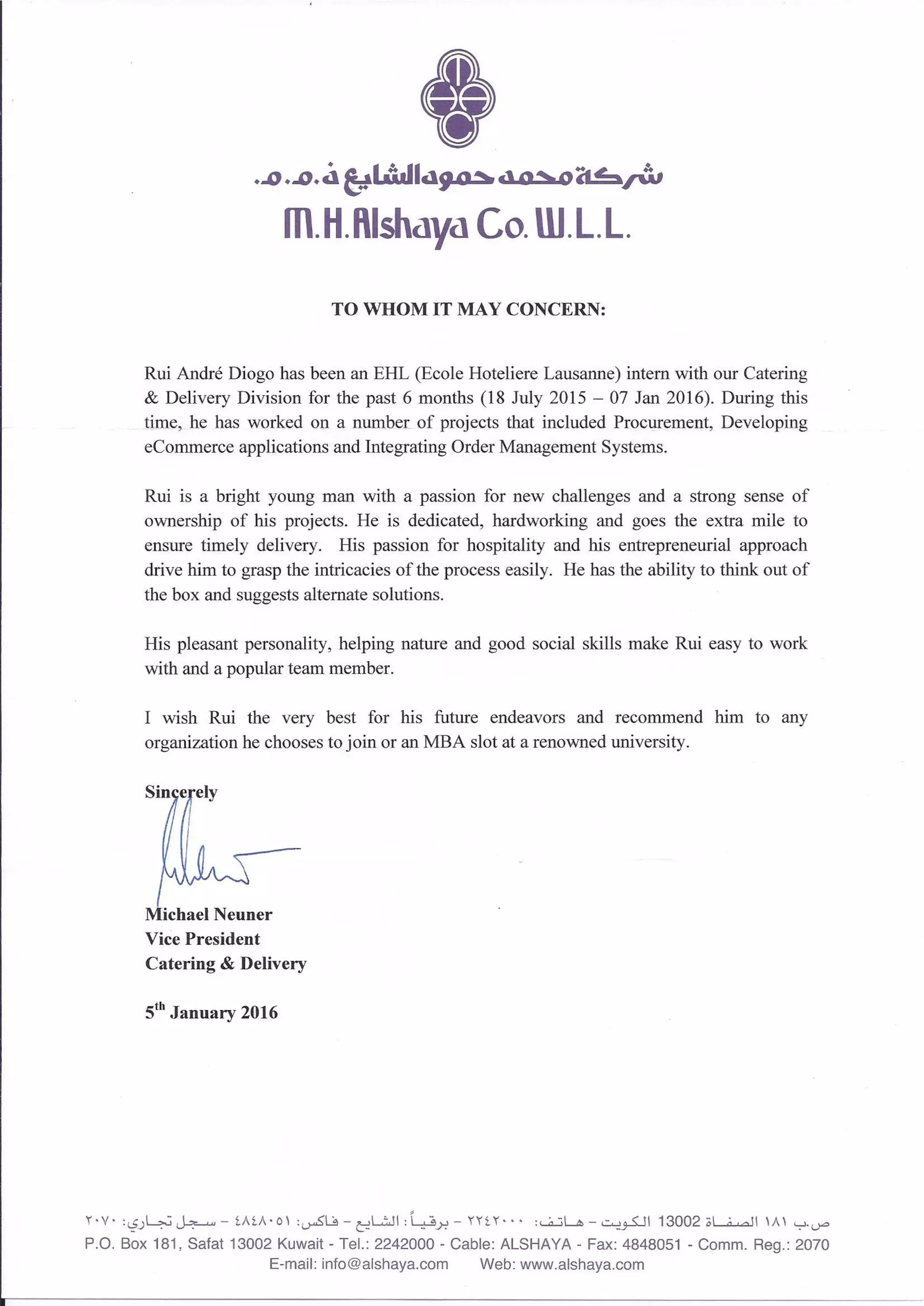 Alshaya Recommendation - Rui Diogo | PDF