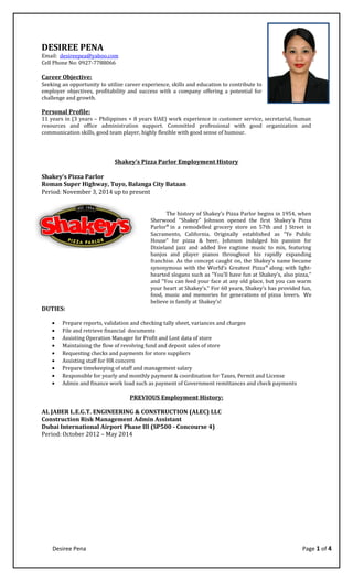 Desiree Pena-CV | PDF