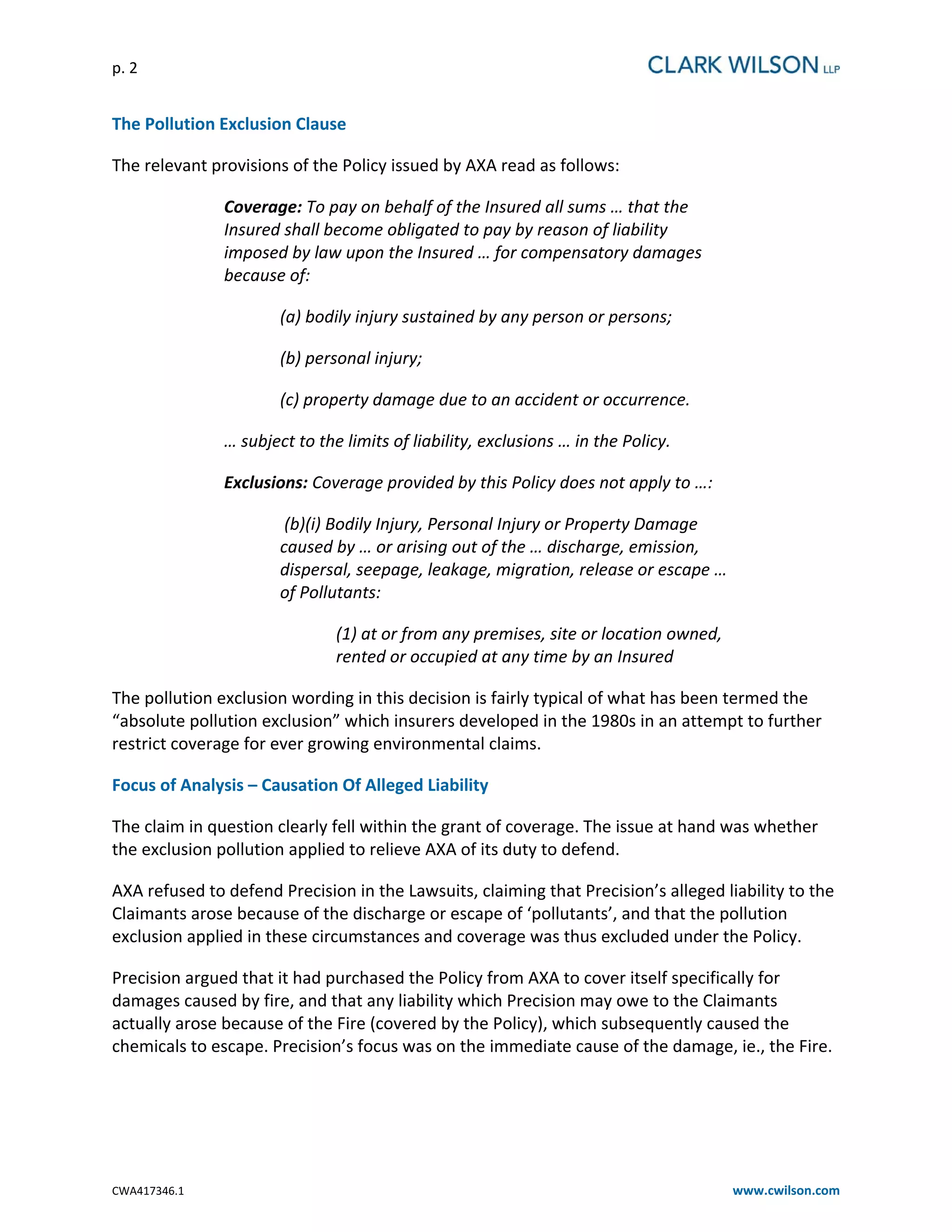 Pollution Exclusion | PDF