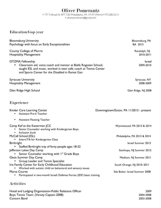 Oliver R. Pomerantz Resume 2015 | PDF