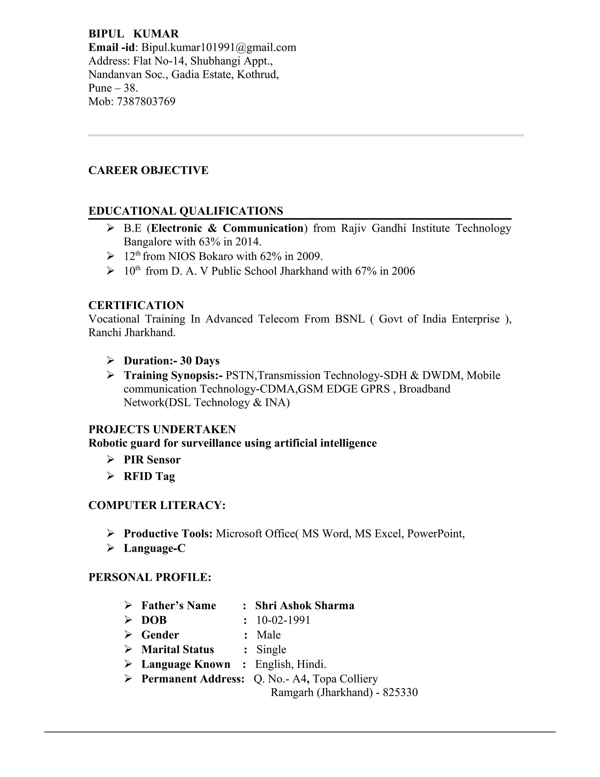BIPUL RESUME | DOC