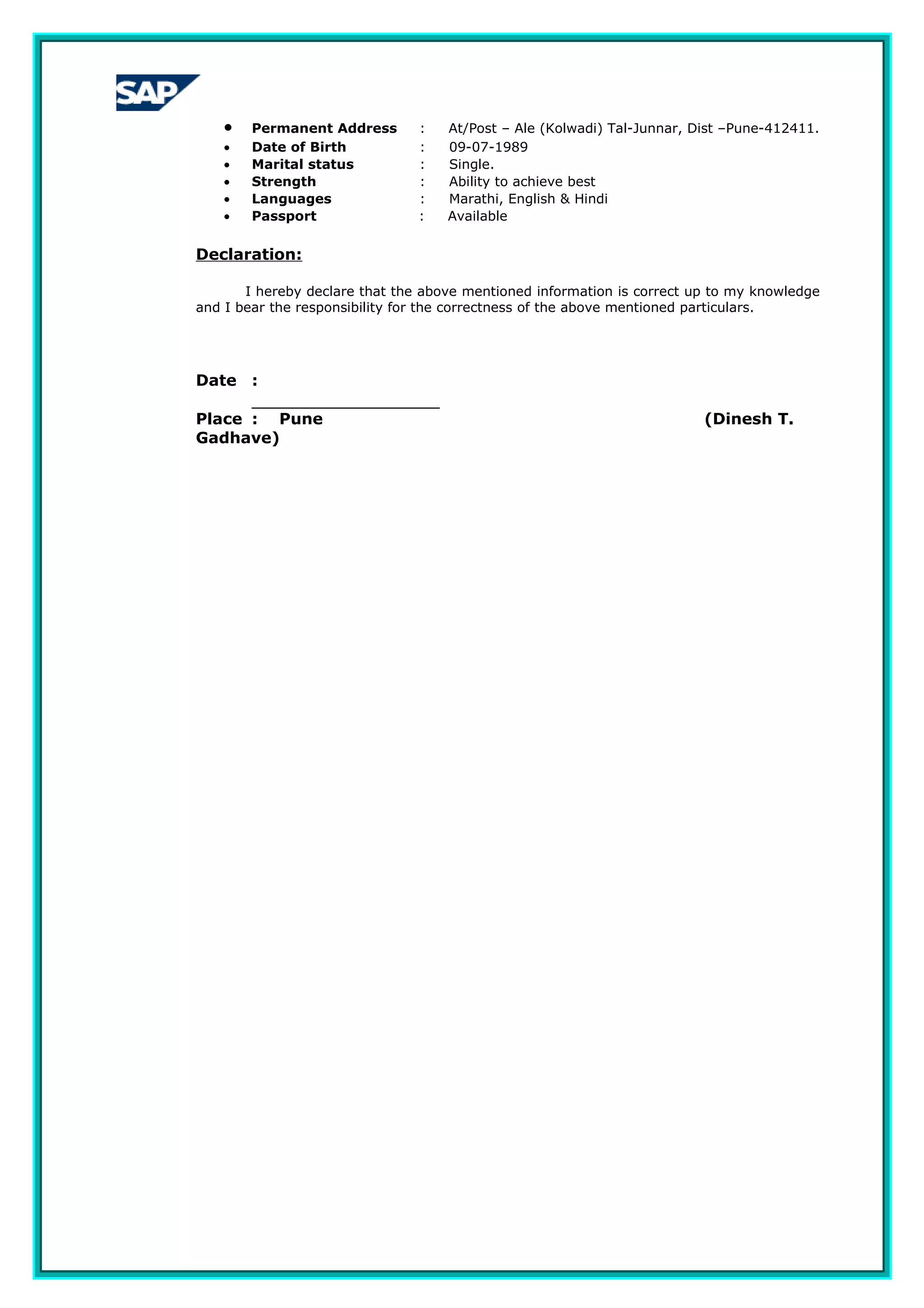 Revised Dinesh Resume | DOC | Business Accounting & Finance | Business