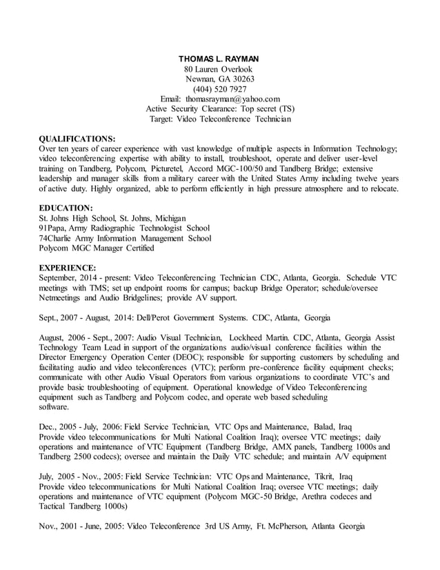 Thomas L. Rayman Resume- | DOCX