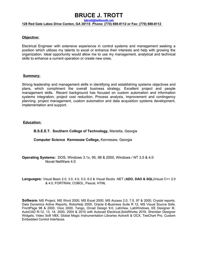 Bruce_Trott_Resume_2016 | PDF
