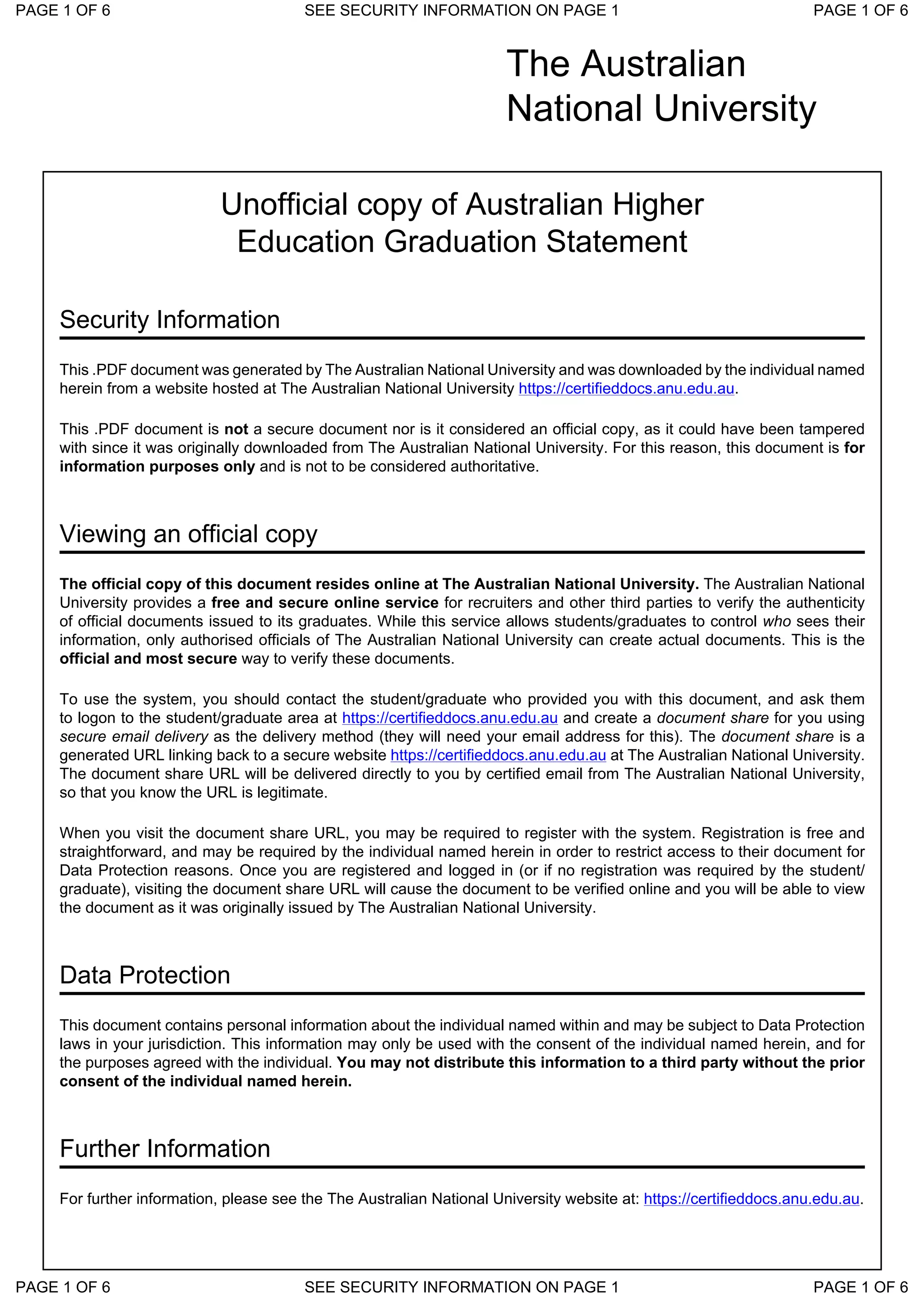 Joshua_Swifte_Australian_Higher_Education_Graduation_Statement(1) | PDF ...