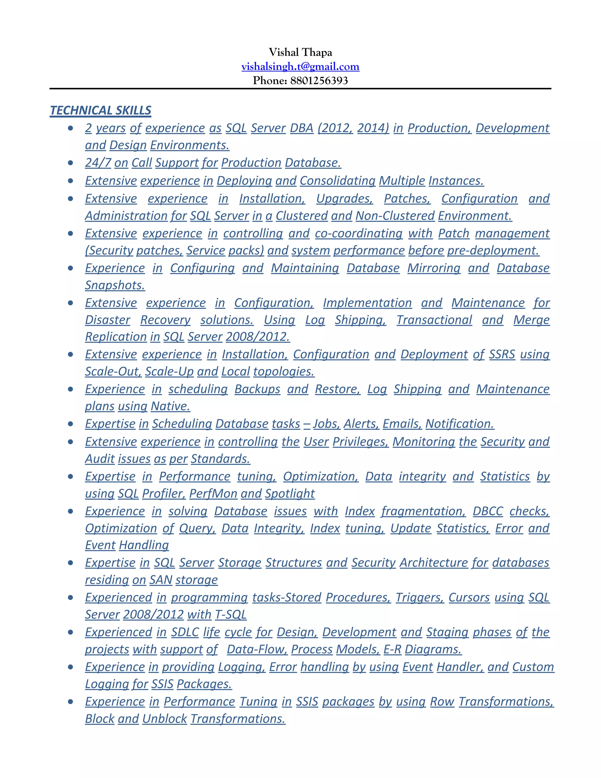 Vishal_SQL_DBA_2exp | PDF