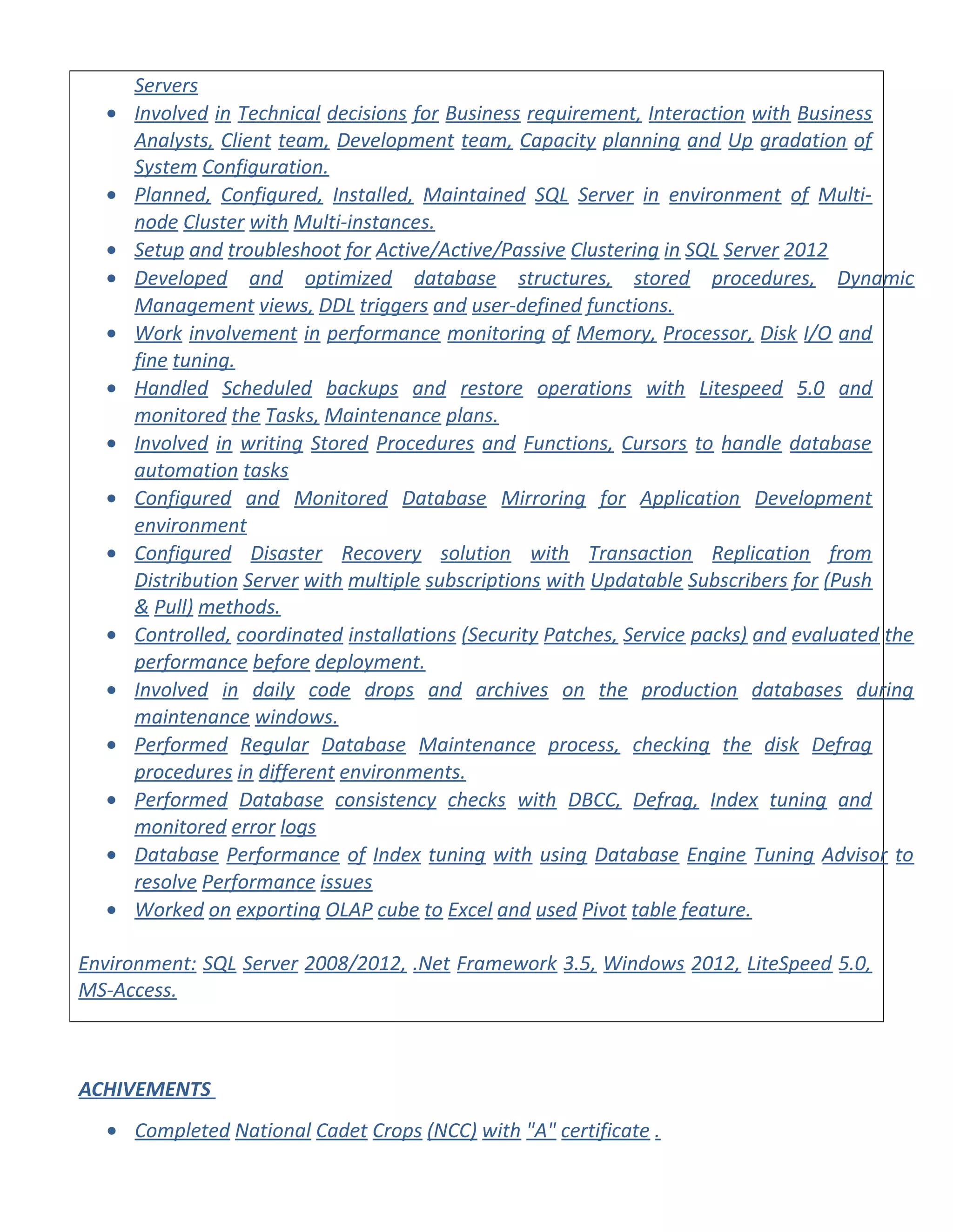 Vishal_SQL_DBA_2exp | PDF