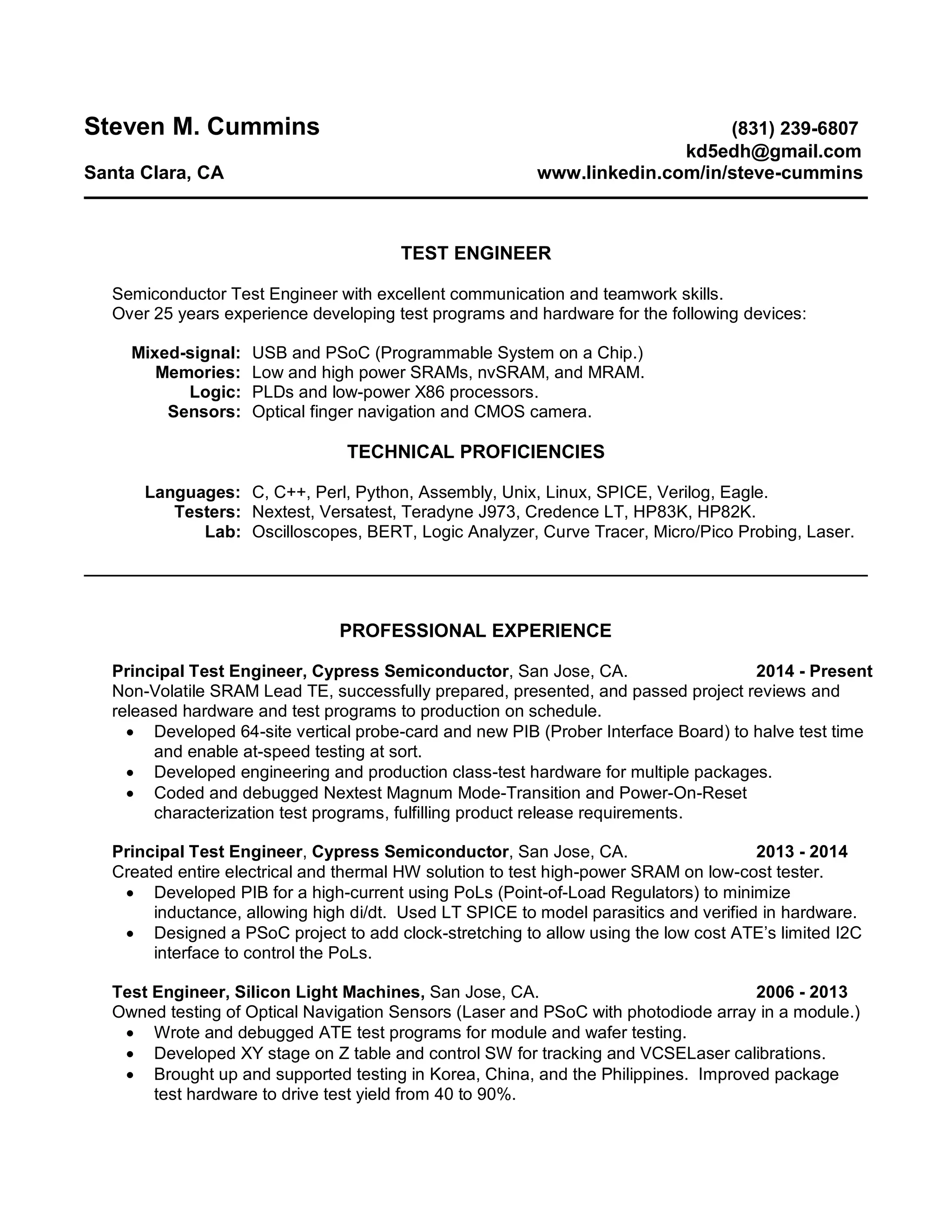 SteveCumminsResume25oct16 | PDF