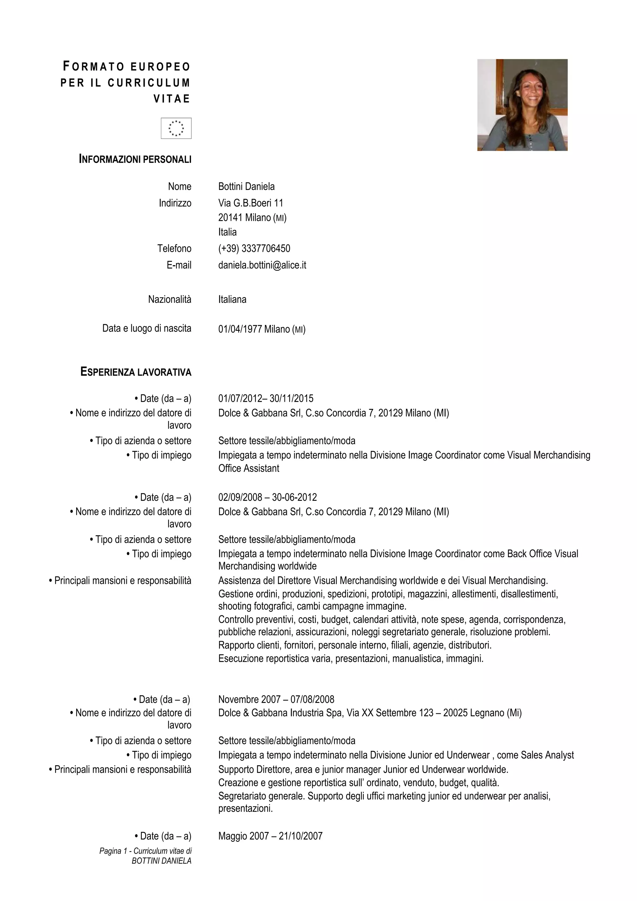 CVE_ BOTTINI DANIELA_MI_imp | PDF | Business | Business and Finance