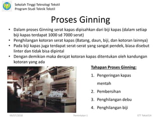 materi perkuliahan teknologi pemintalan 1 | PDF