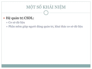 Bài 1. Tổng quan về hệ quản trị cơ sở dữ liệu | PPTX