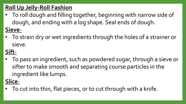 Baking Terms | PPTX | Cooking | Food & Drink