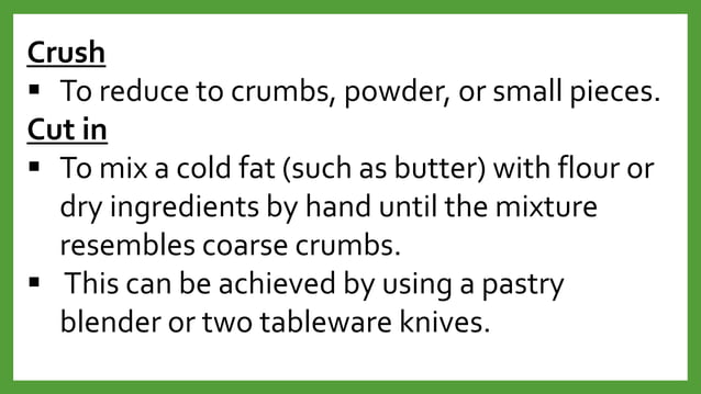 Baking Terms | PPTX | Cooking | Food & Drink