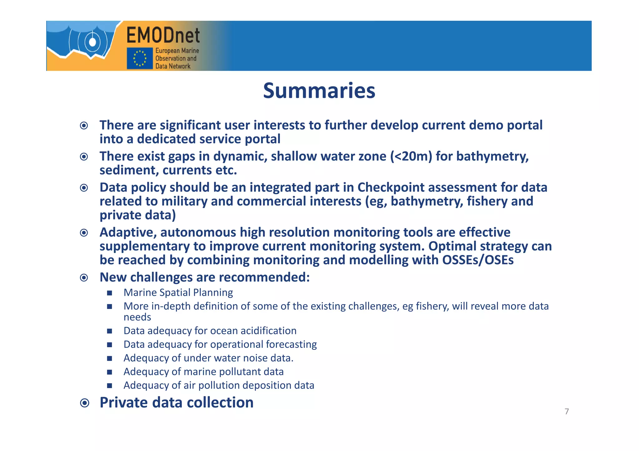 Outputs and recommendations from the Baltic Sea-basin Checkpoint ...