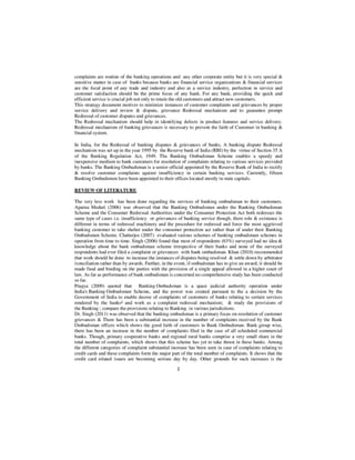 BANK OMBUDSMAN AS DISPUTE REDRESSAL MECHANISM FOR BANKS IN INDIA AND ...