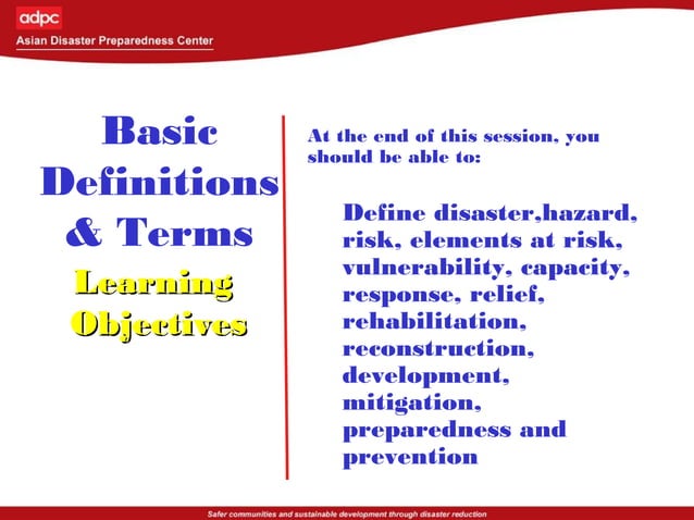 DRR basic concepts and terminologies of disaster risk reduction DRR | PPT