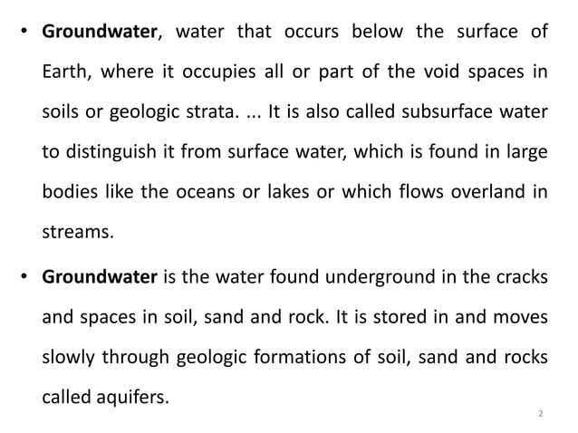Week-2: Basics of Groundwater, | PPT