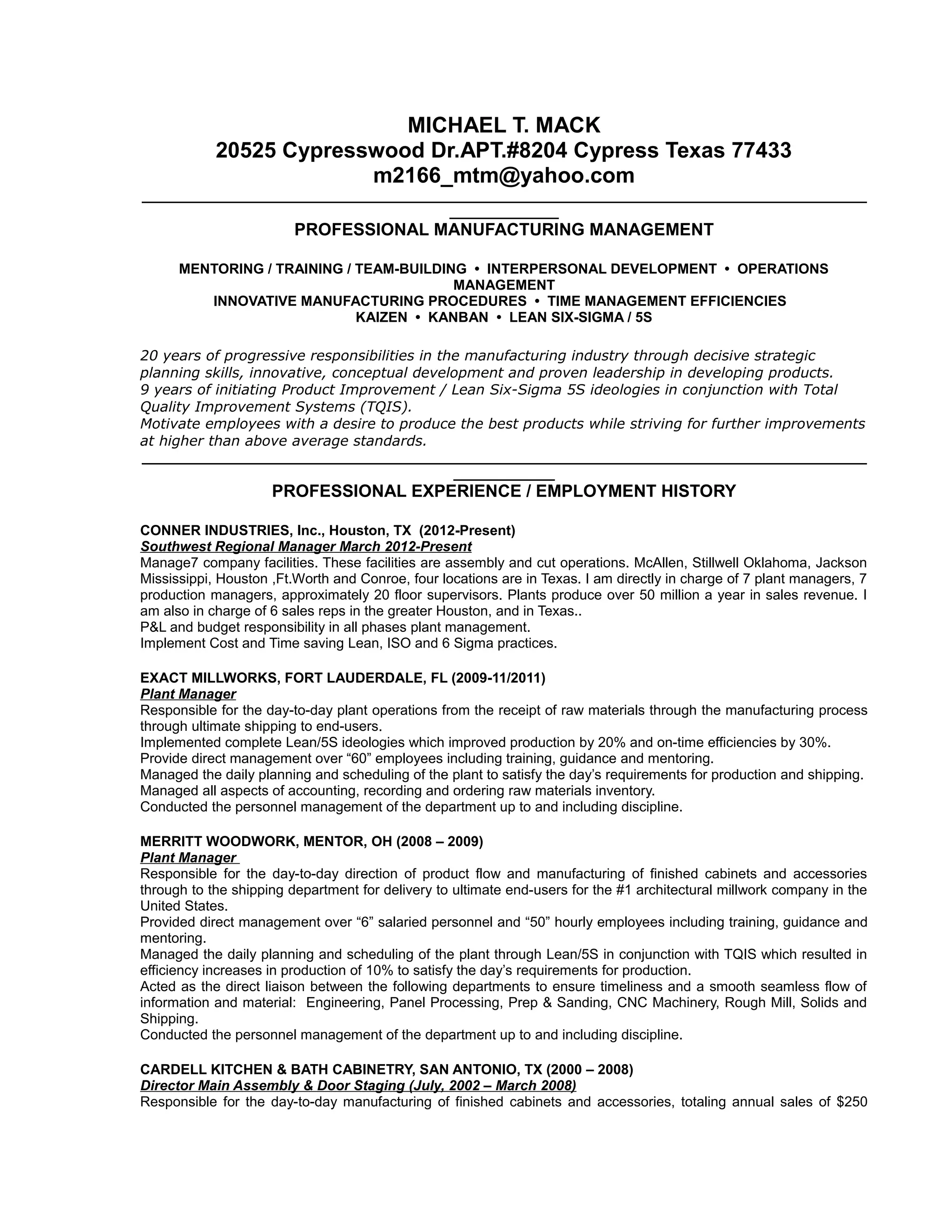 MICHAEL TODD MACK RESUME | PDF