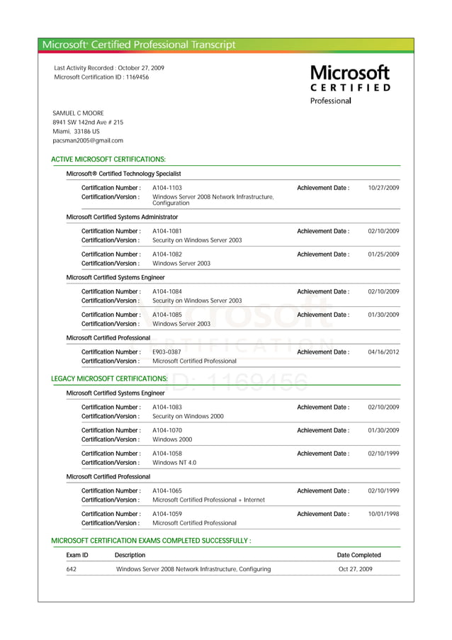 MS_Learning_Transcript.PDF | Computer Networking | Computing
