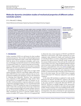 Molecular dynamics simulation studies of mechanical properties of different carbon nanotube ...