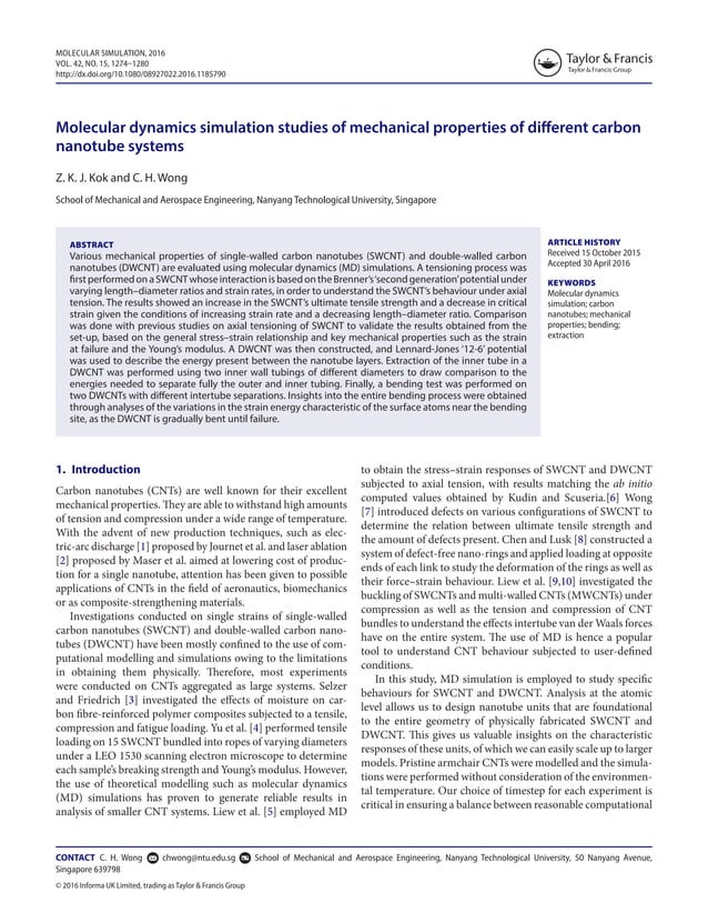 Molecular dynamics simulation studies of mechanical properties of ...