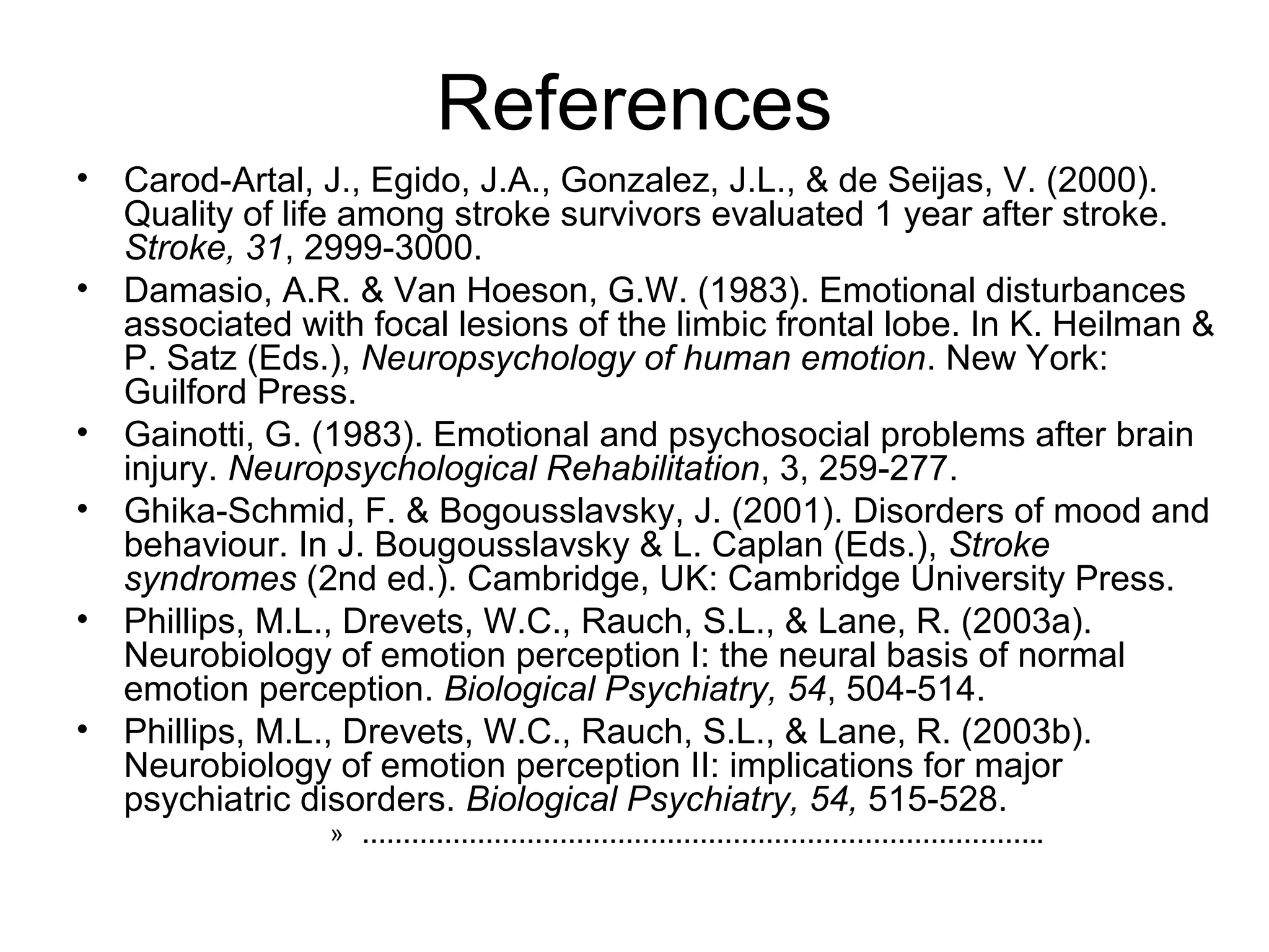 SANRA conference presentation - emotion processing, neuropsychiatric ...