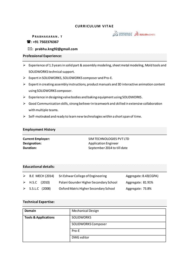 prabhakaran resume | PDF