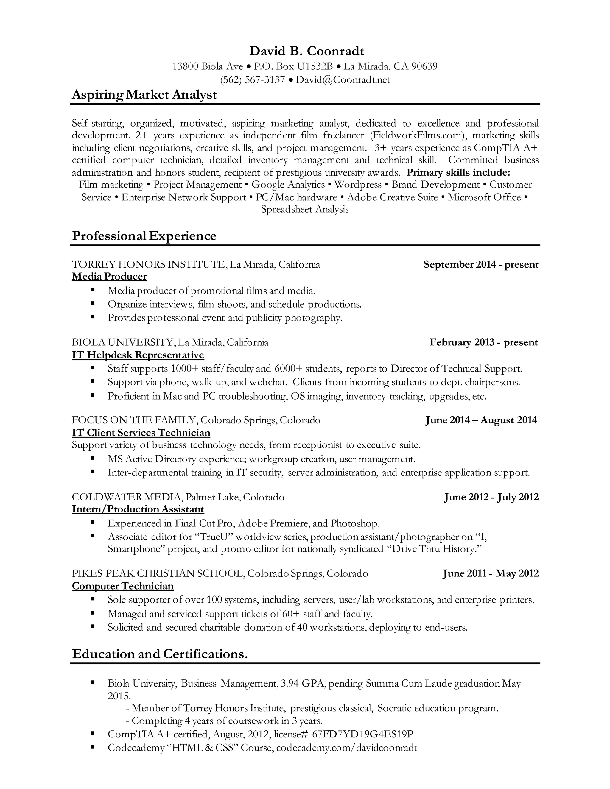 David Coonradt Resume | DOCX