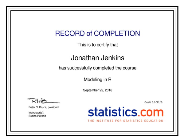 Modeling in R_Record of Completion | PDF