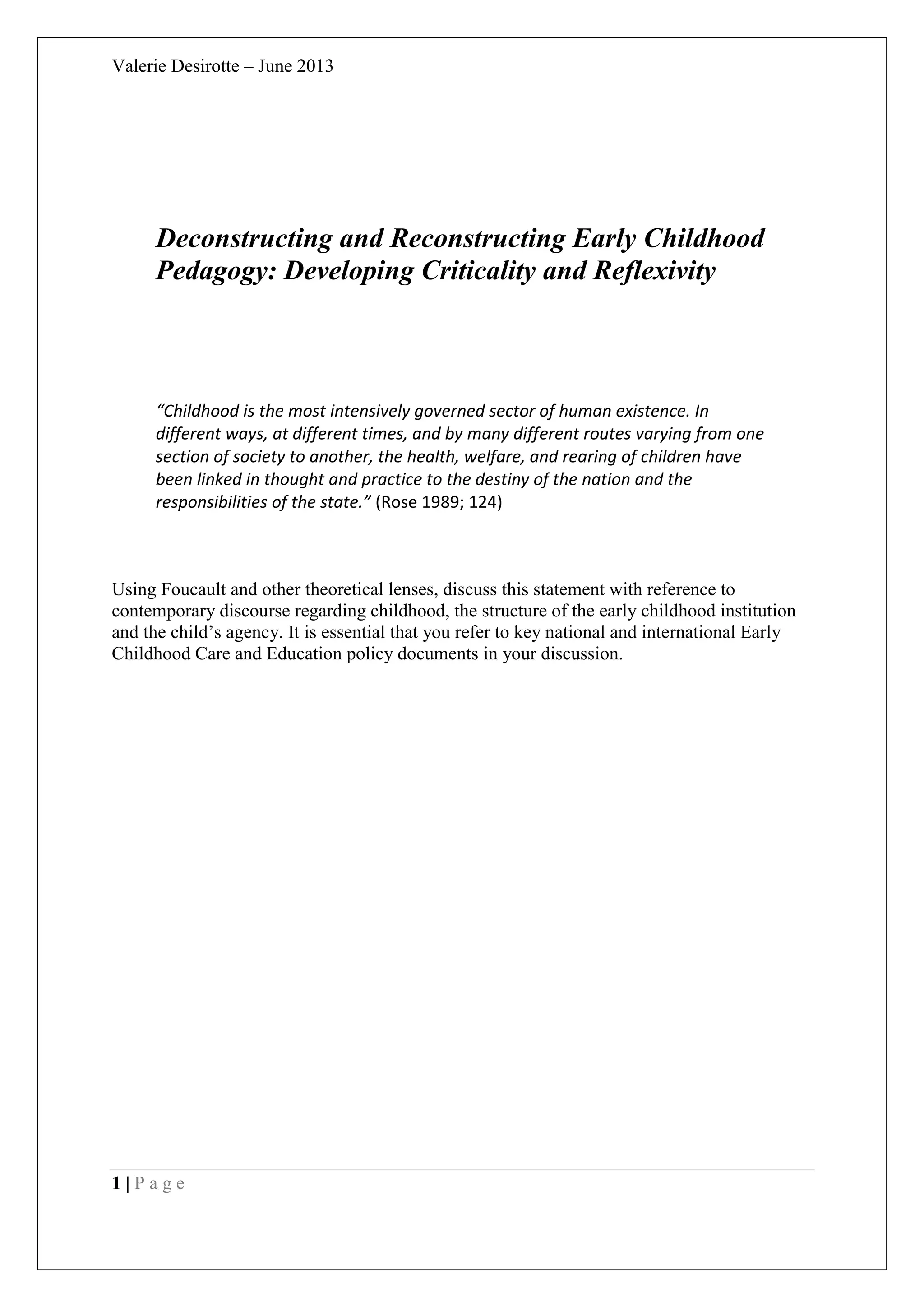 Early Childhood Pedagogy | PDF