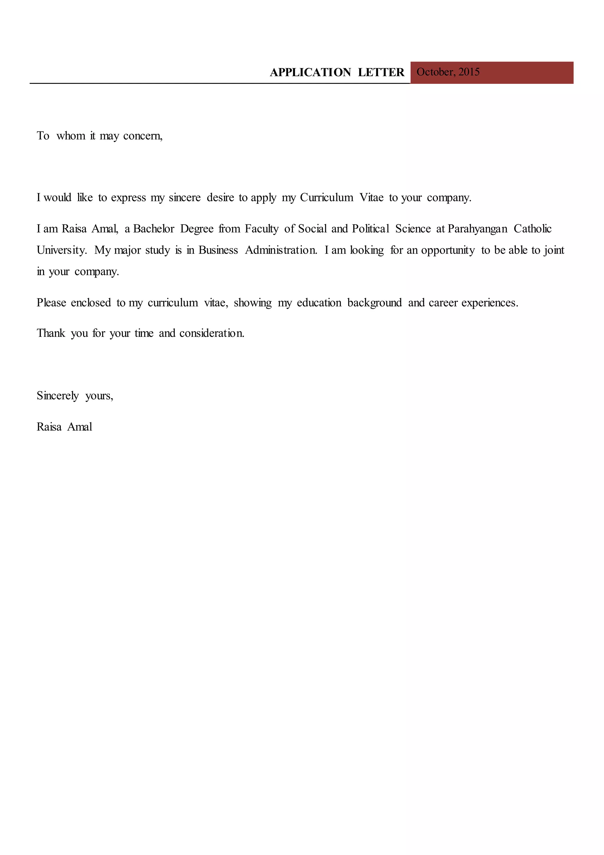 CV Raisa Amal (OCT) | PDF