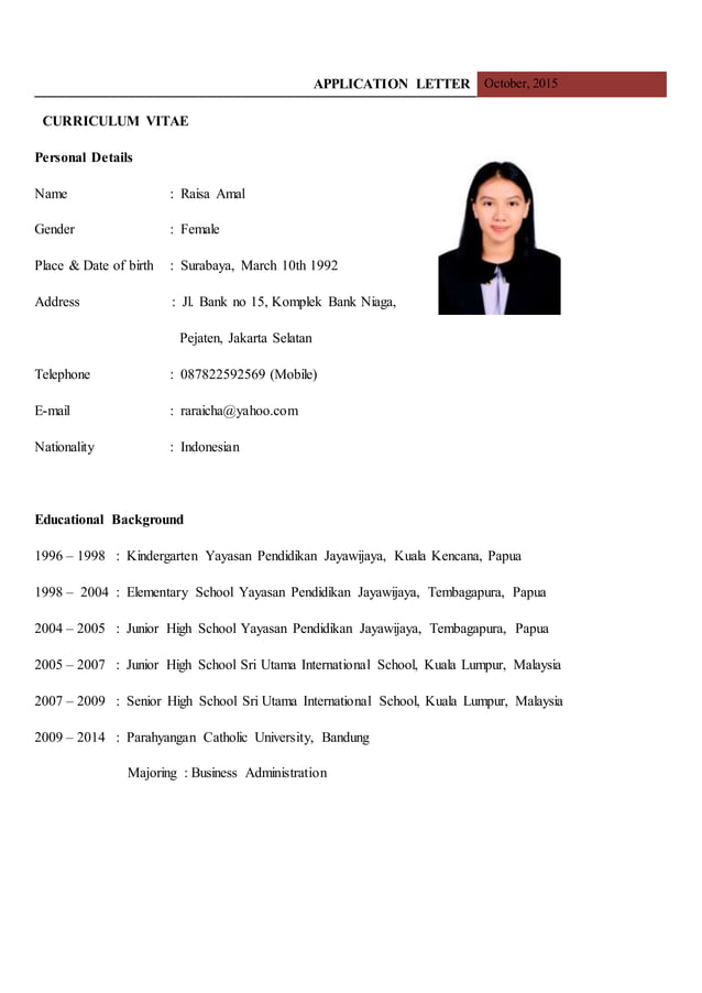 CV Raisa Amal (OCT) | PDF