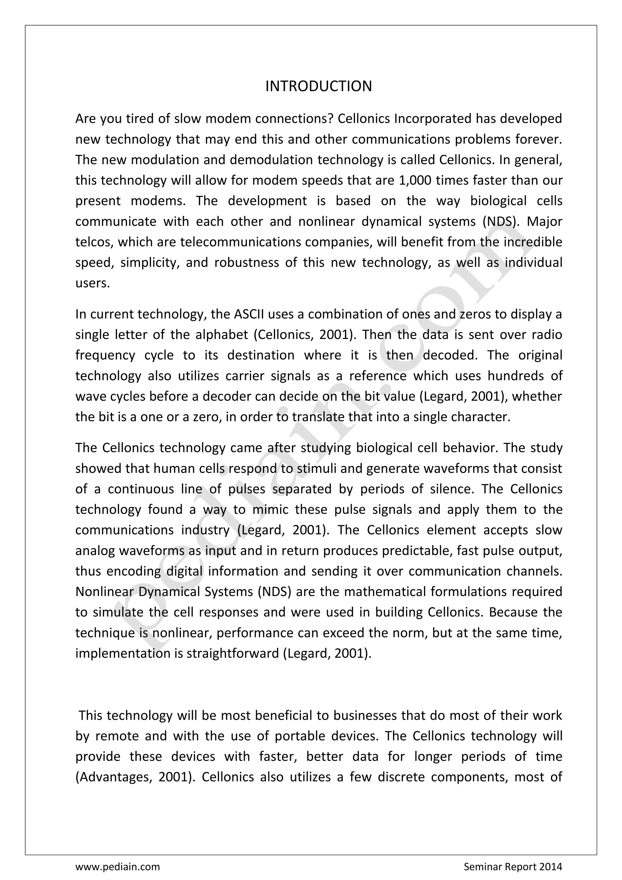 Cellonics-Seminar-Report[1] | PDF