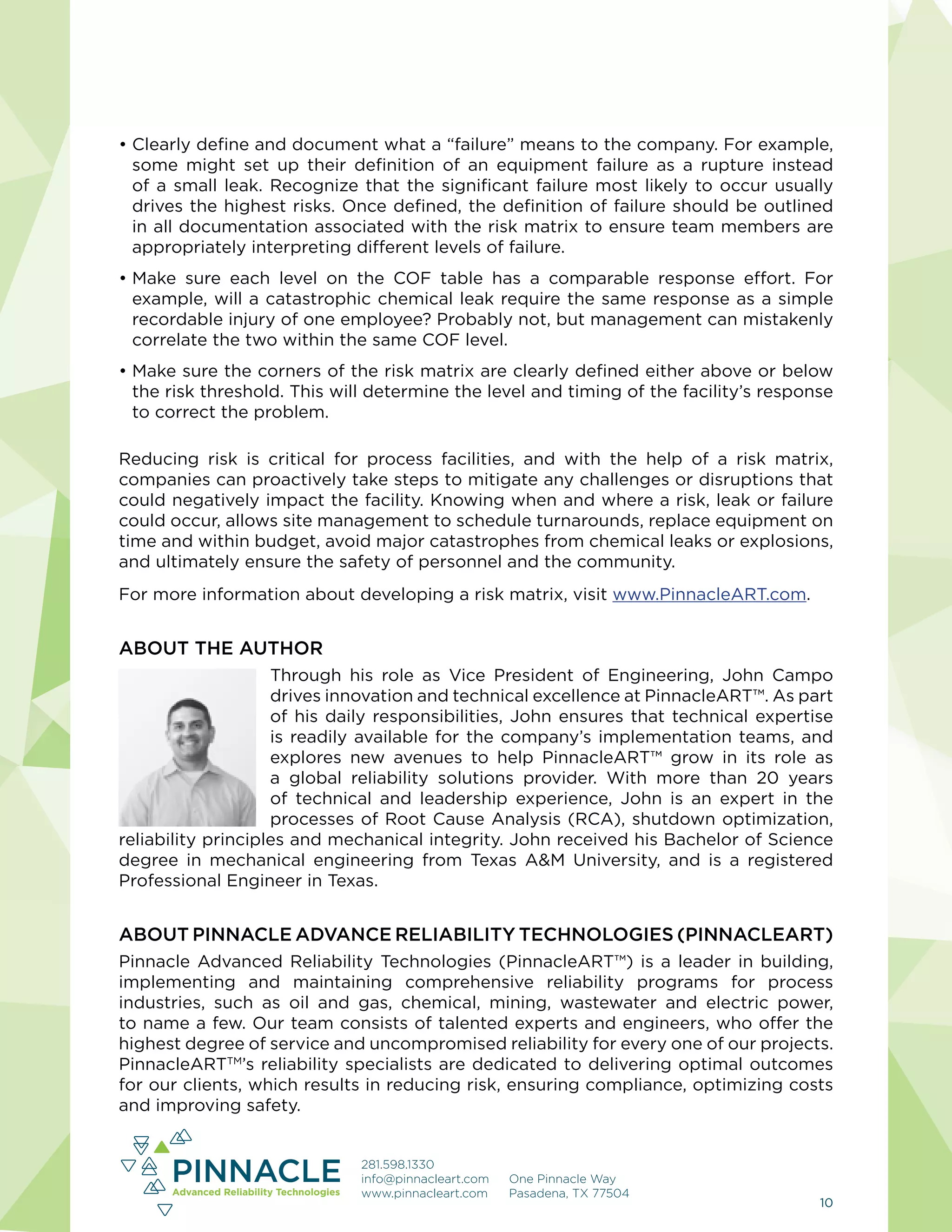 Six Steps to Implementing a Successful Risk Matrix | PDF