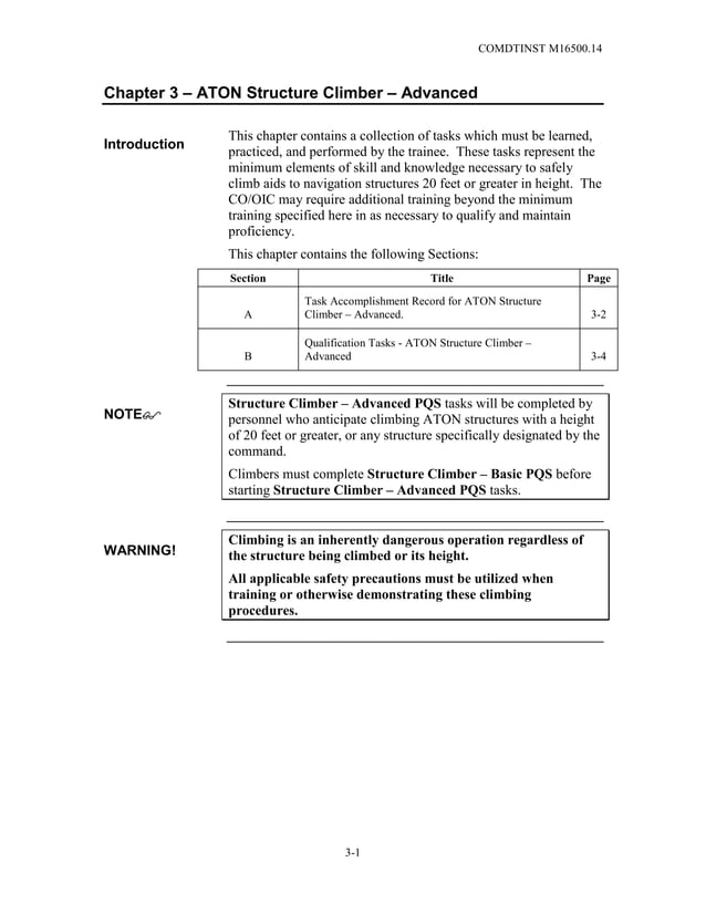 ATON Structure Climber Personnel Qualification Standard Manual | PDF