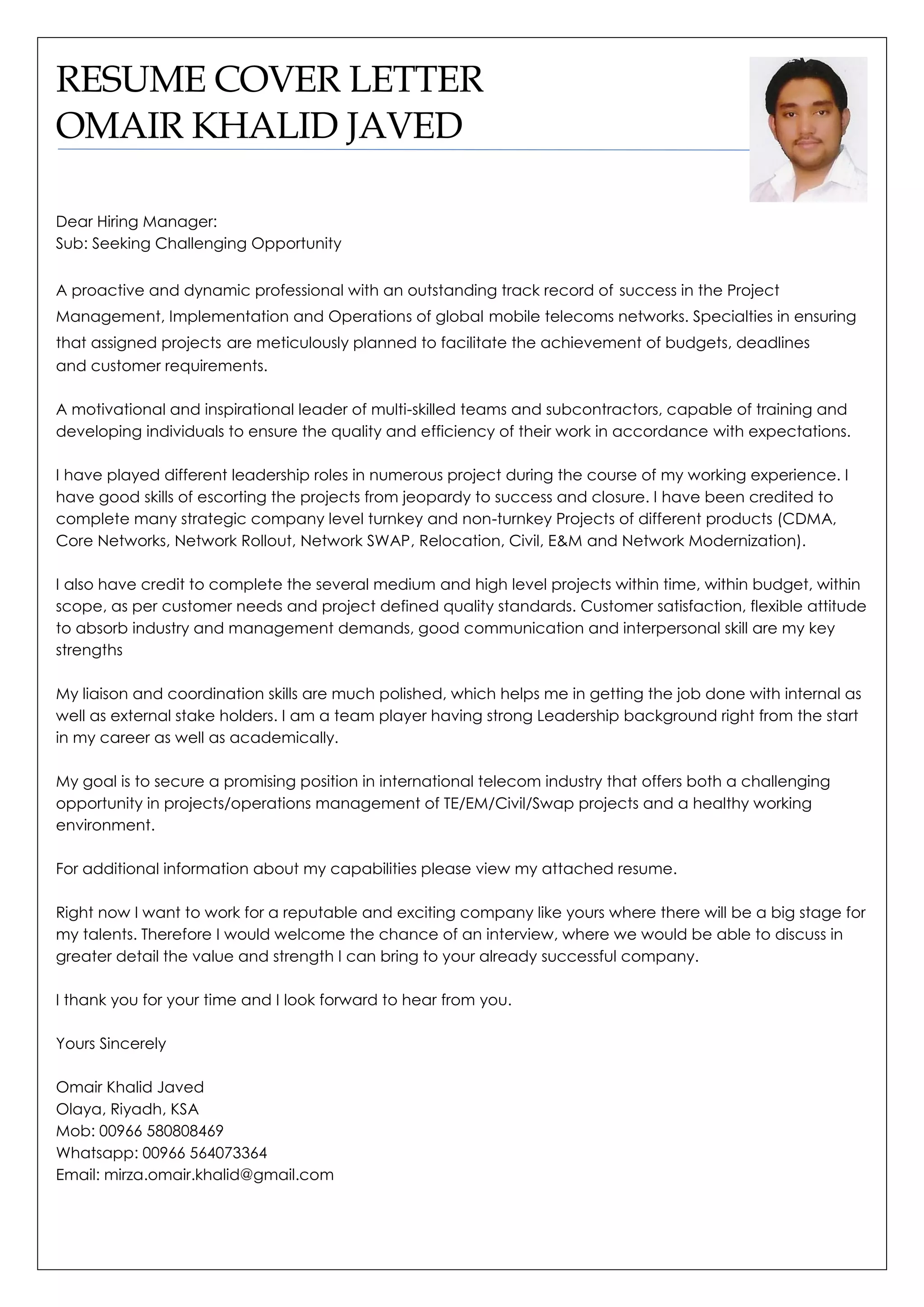 RESUME COVER LETTER | PDF