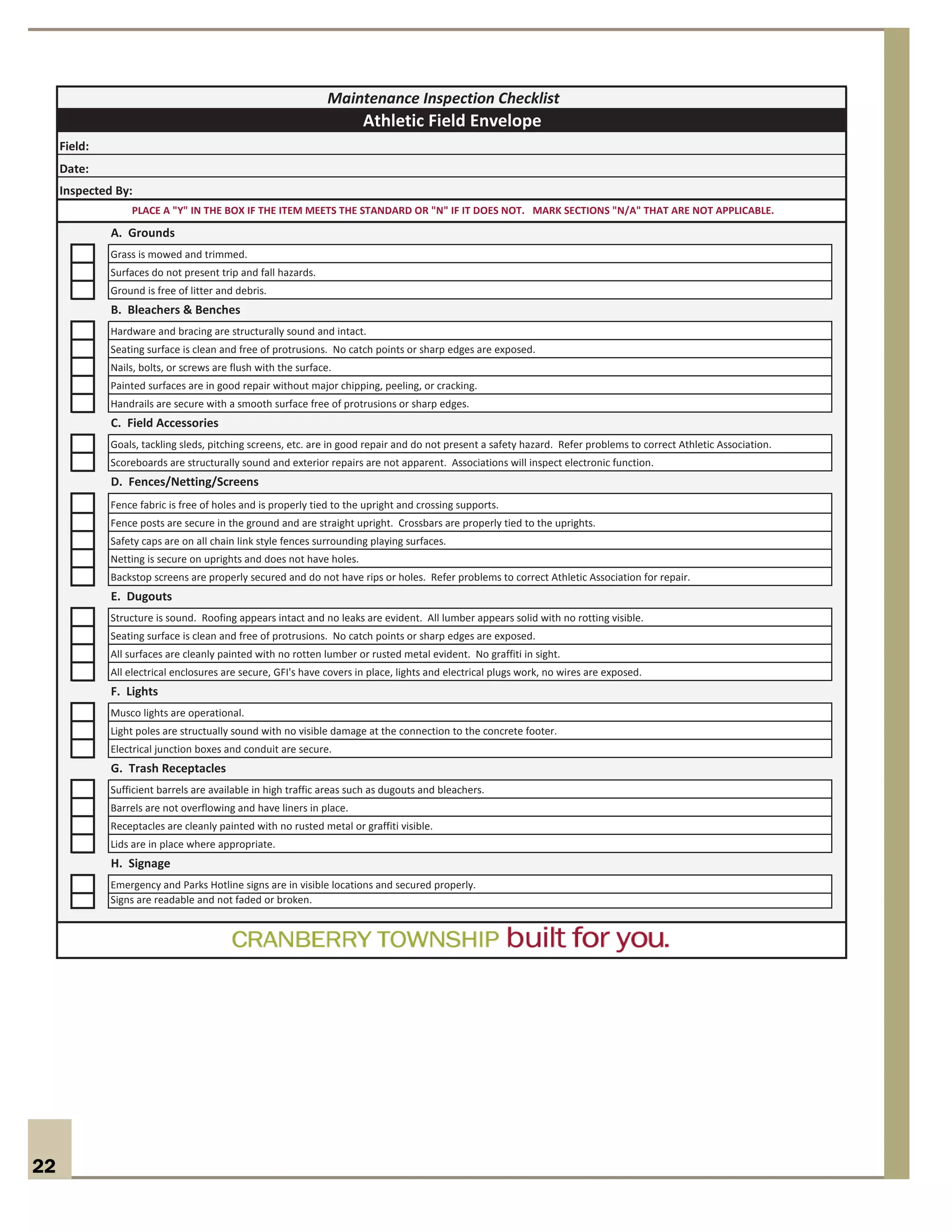 Parks Maintenance Plan | PDF