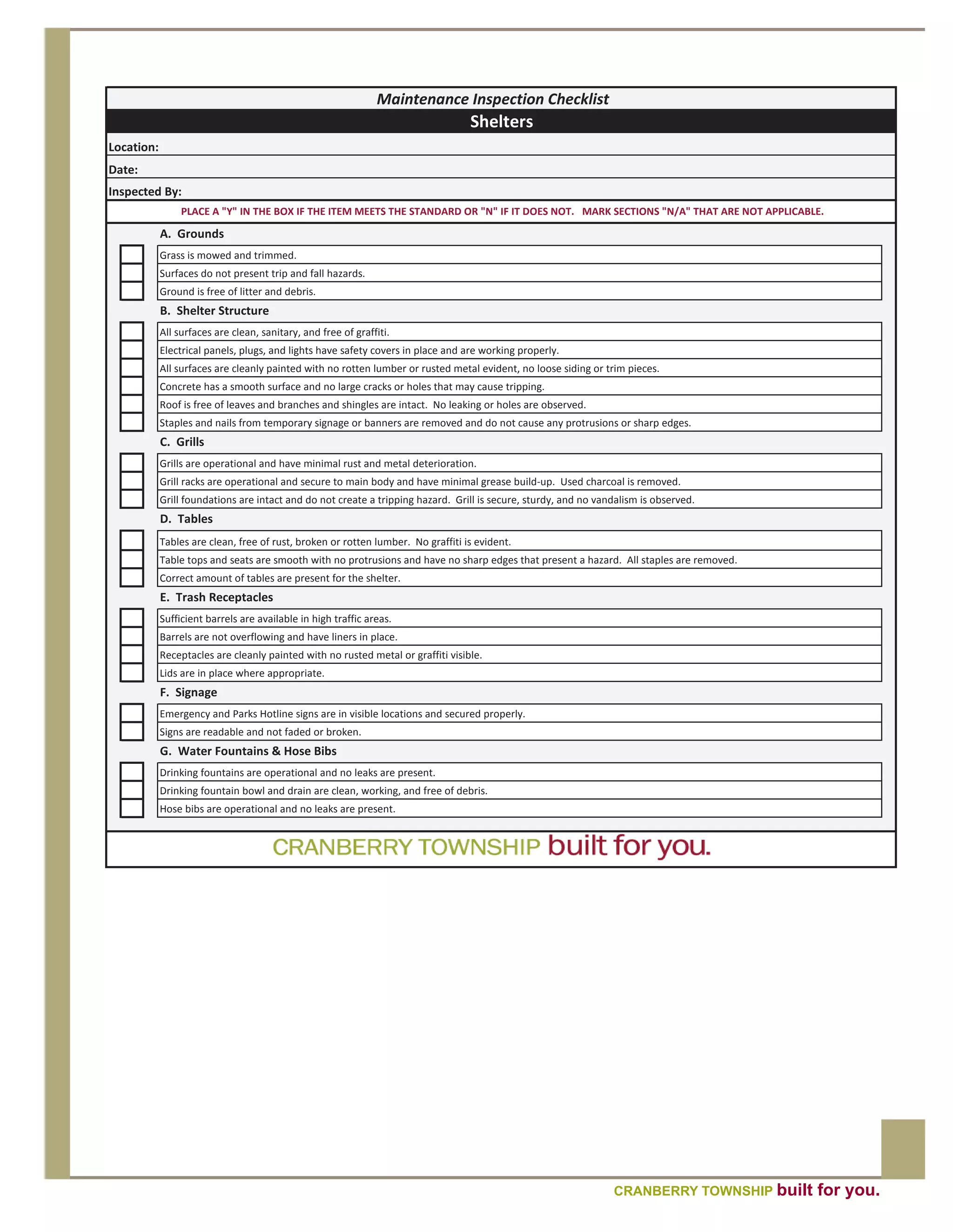 Parks Maintenance Plan | PDF