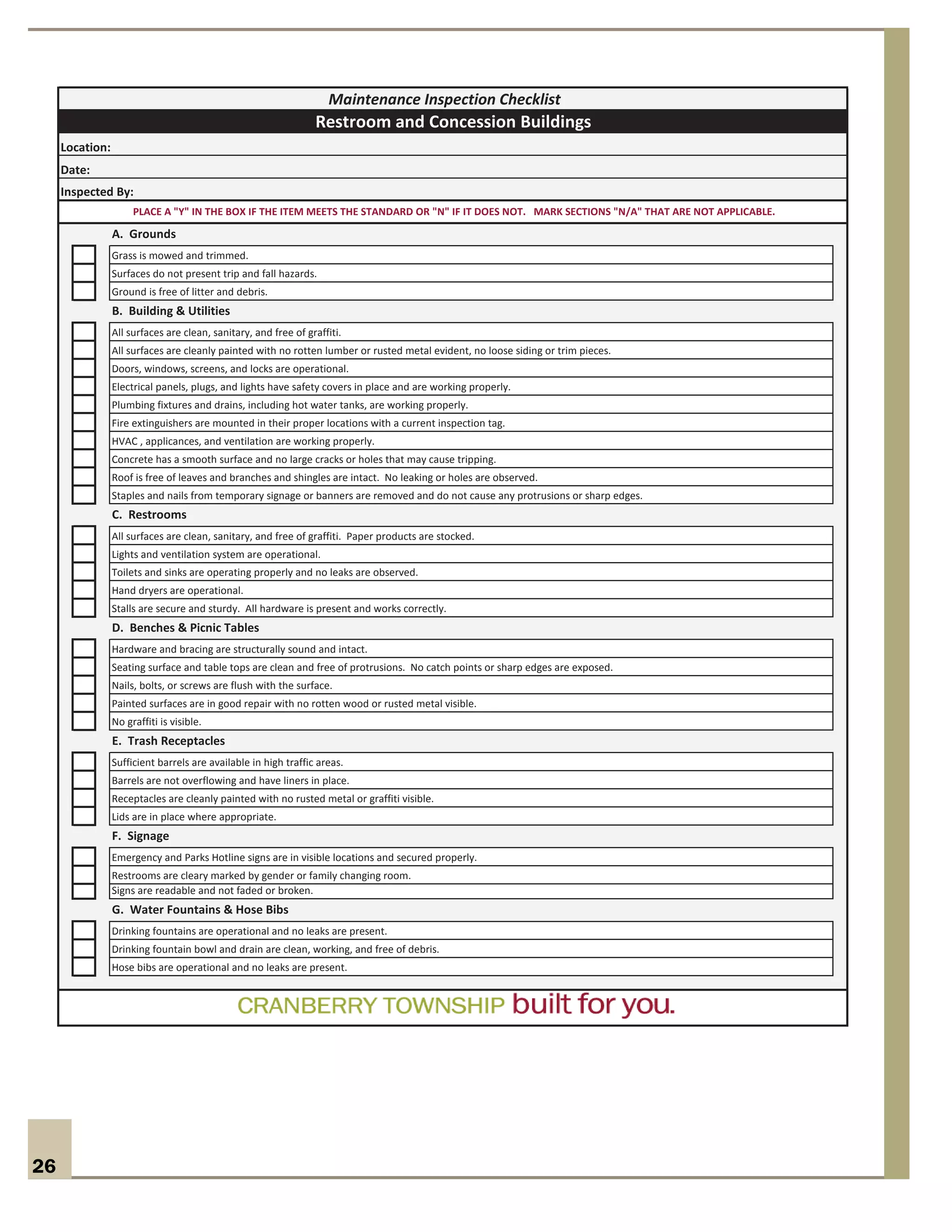 Parks Maintenance Plan | PDF
