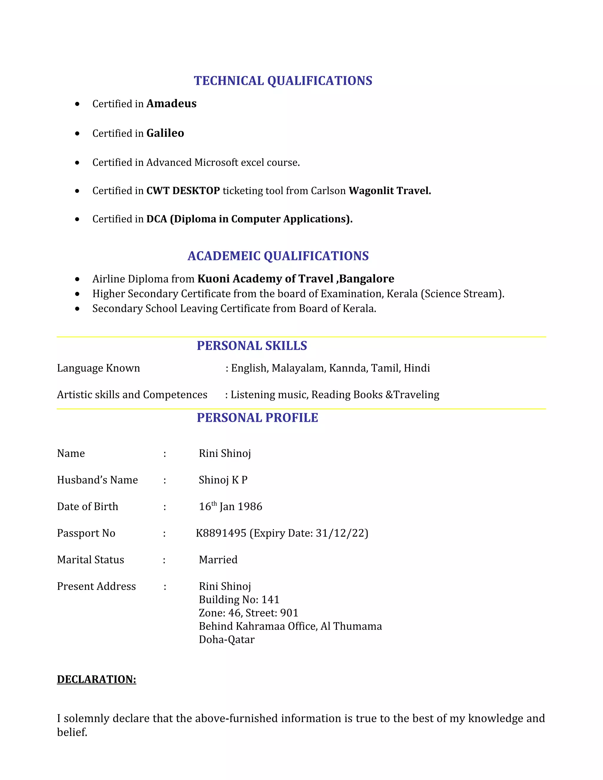 Rini Shinoj-CV | DOC