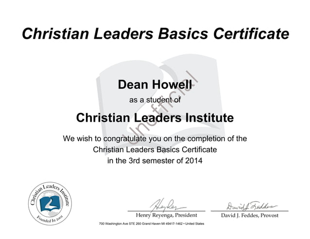 Christian_Leaders_Basics_Certificate-Howell_Dean | PDF