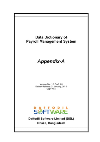Data Dictionary Payroll version 1.0 Draft 1.0 | DOC