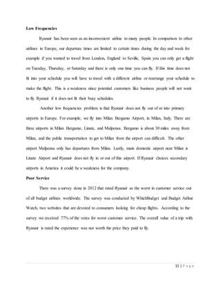 Ryanair SWOT - Professional Communications Final Project | DOCX