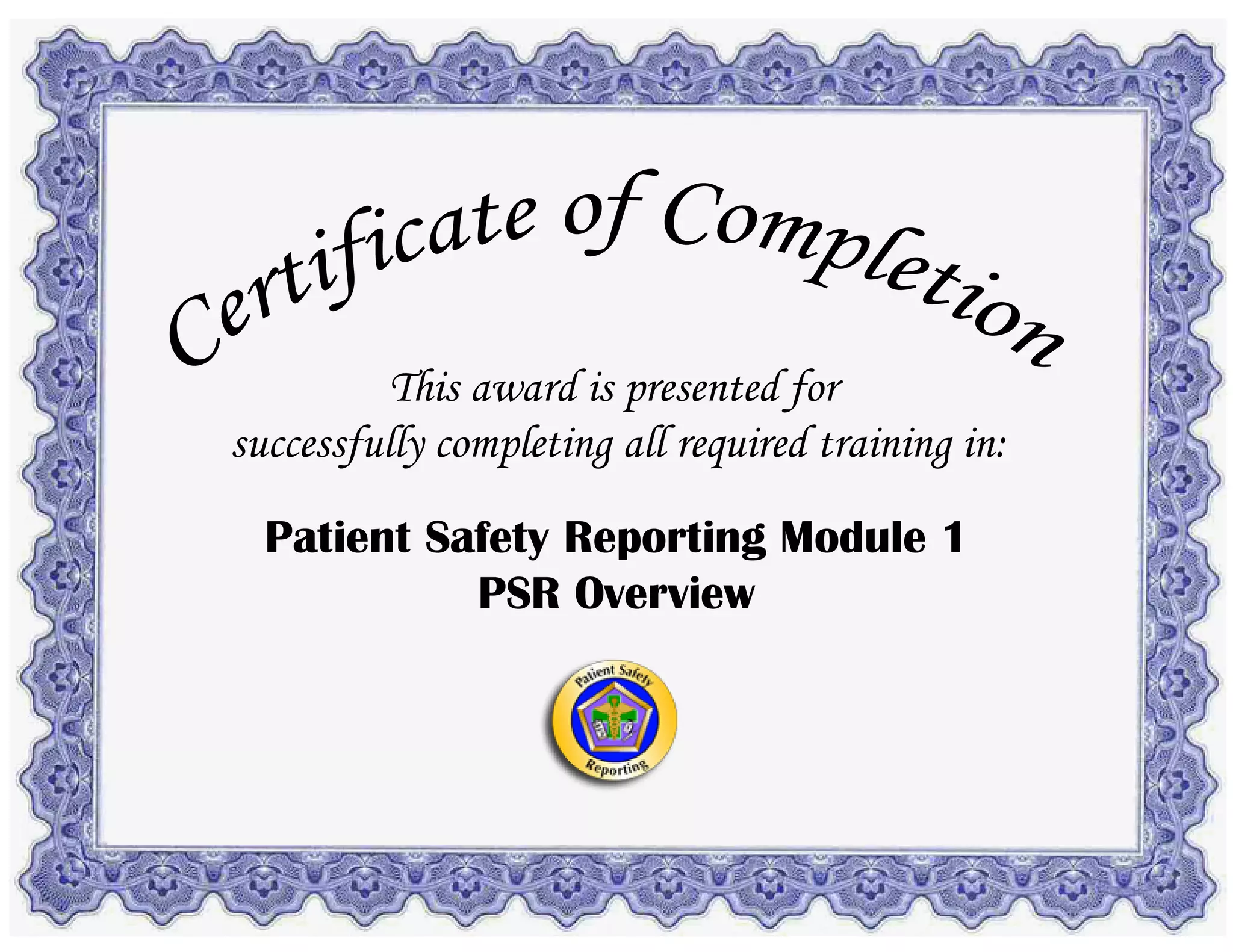 DOD Patient Safety Reporting Module 1 | PDF